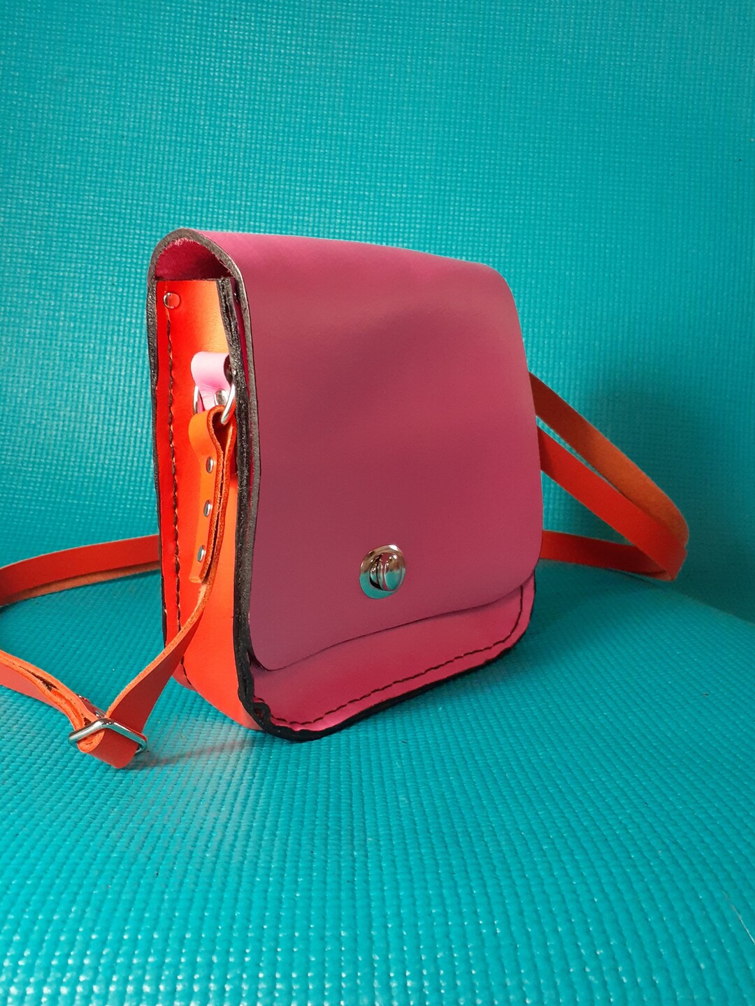 Ready to Ship, Small Minimalist Neon Recycled Leather Purse Handbag ...