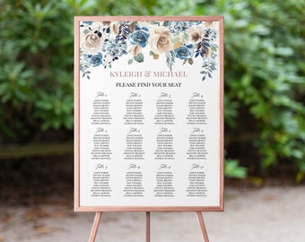 WI187 Hearts Instant Access Seating Chart Template Wedding Seating ...
