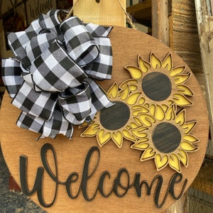 Welcome Sunflower Round Sign - Etsy