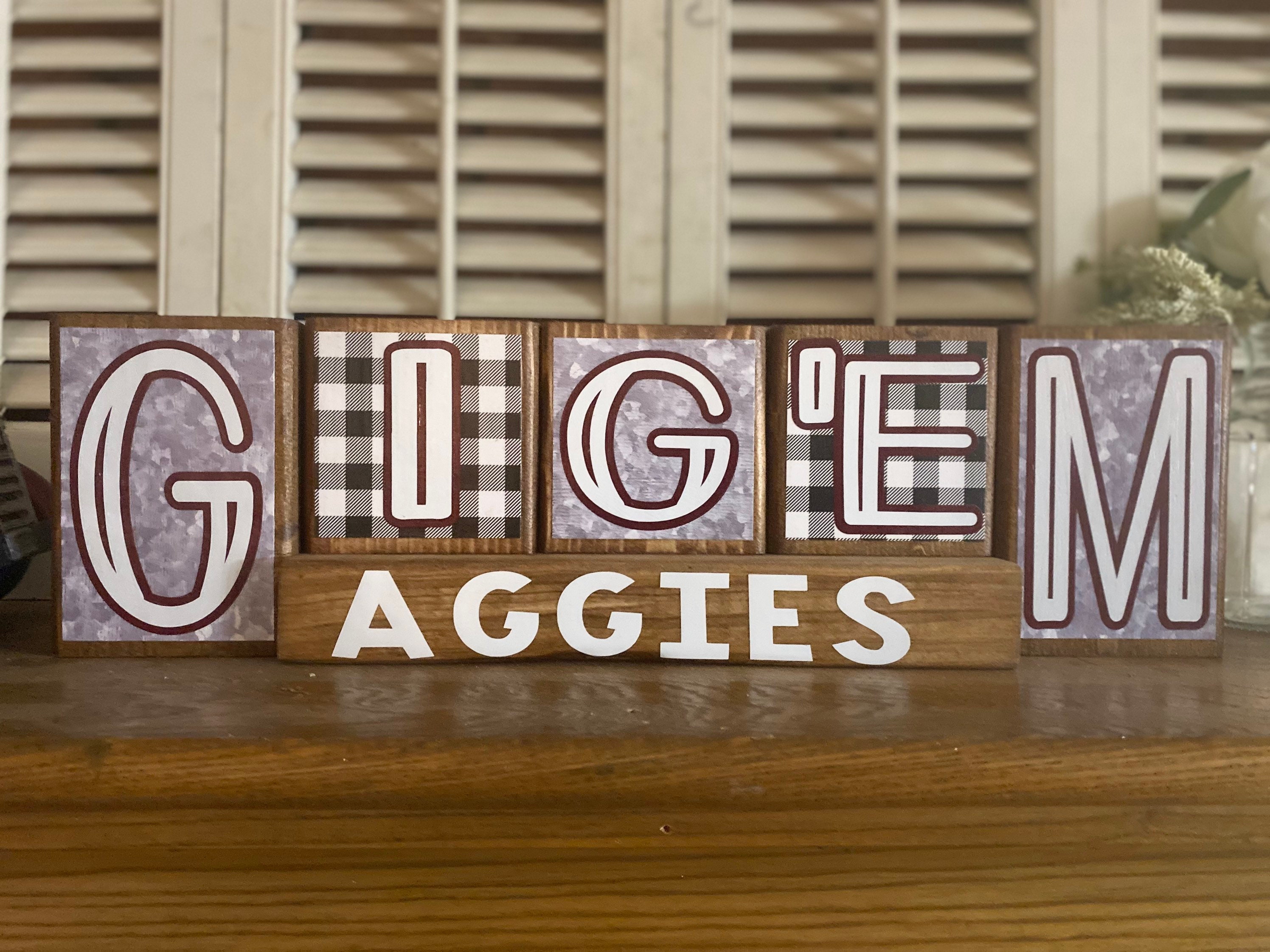 Aggie Spirit Wood Blocks reversible - Etsy