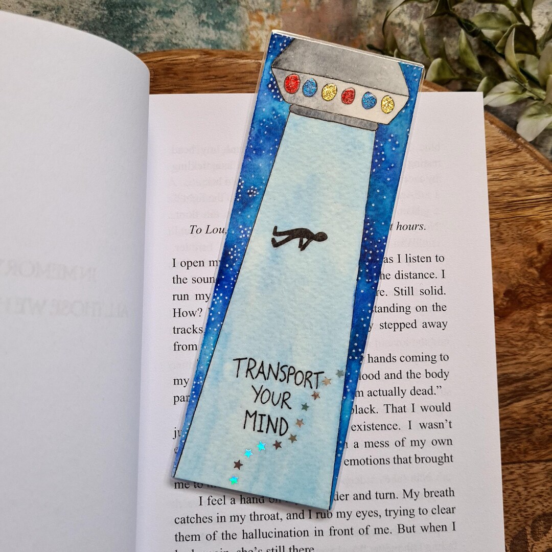 Alien Bookmark, UFO Abduction Page Saver, Sci-fi Watercolour, Spaceship ...