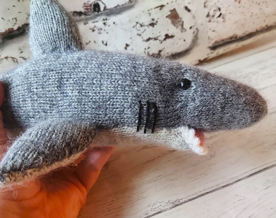 Knitted to Order Hand Knitted Shark Collectable, Shark Lover Quirky ...