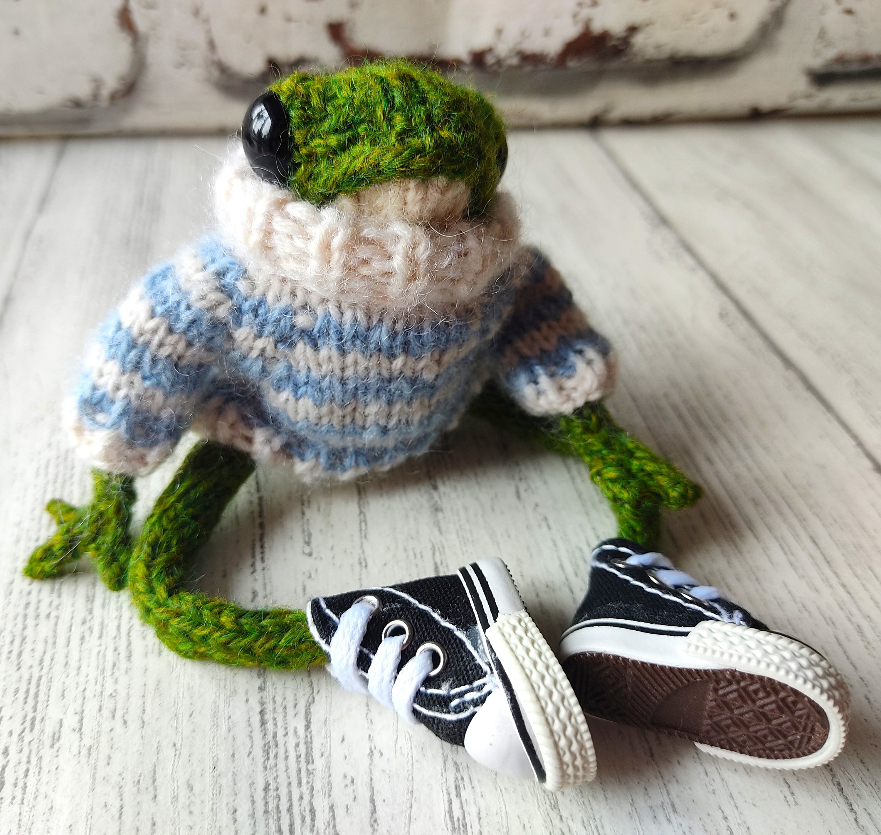 Knitted to Order You Choose the Colours Hand Knitted Frog, Collectable ...