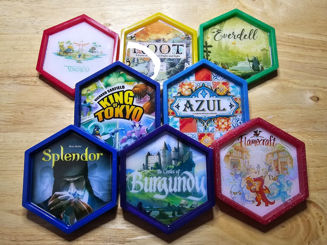 Set of 4 Board Game Art Coasters - Hex Coasters - Gamer Coasters ...