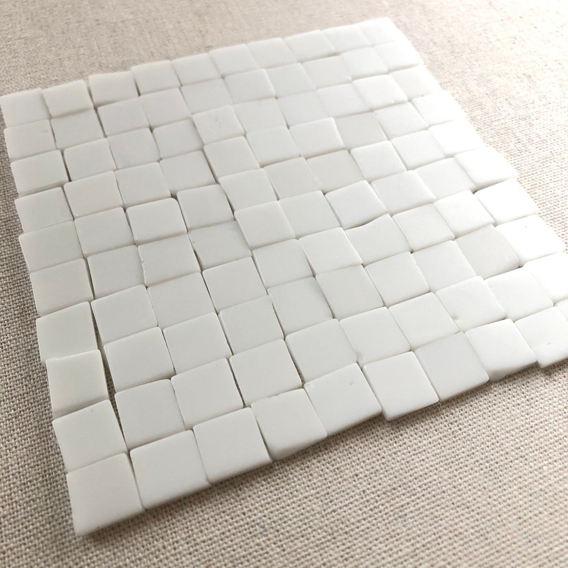 100 1/2 Inch Squares Tumbled White Hand Cut Glass Tile - Etsy