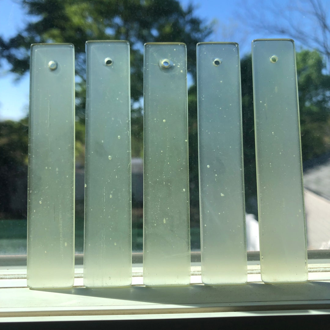 SET of 5 Translucent Light Yellow Tumbled Stained Glass Strip With ...
