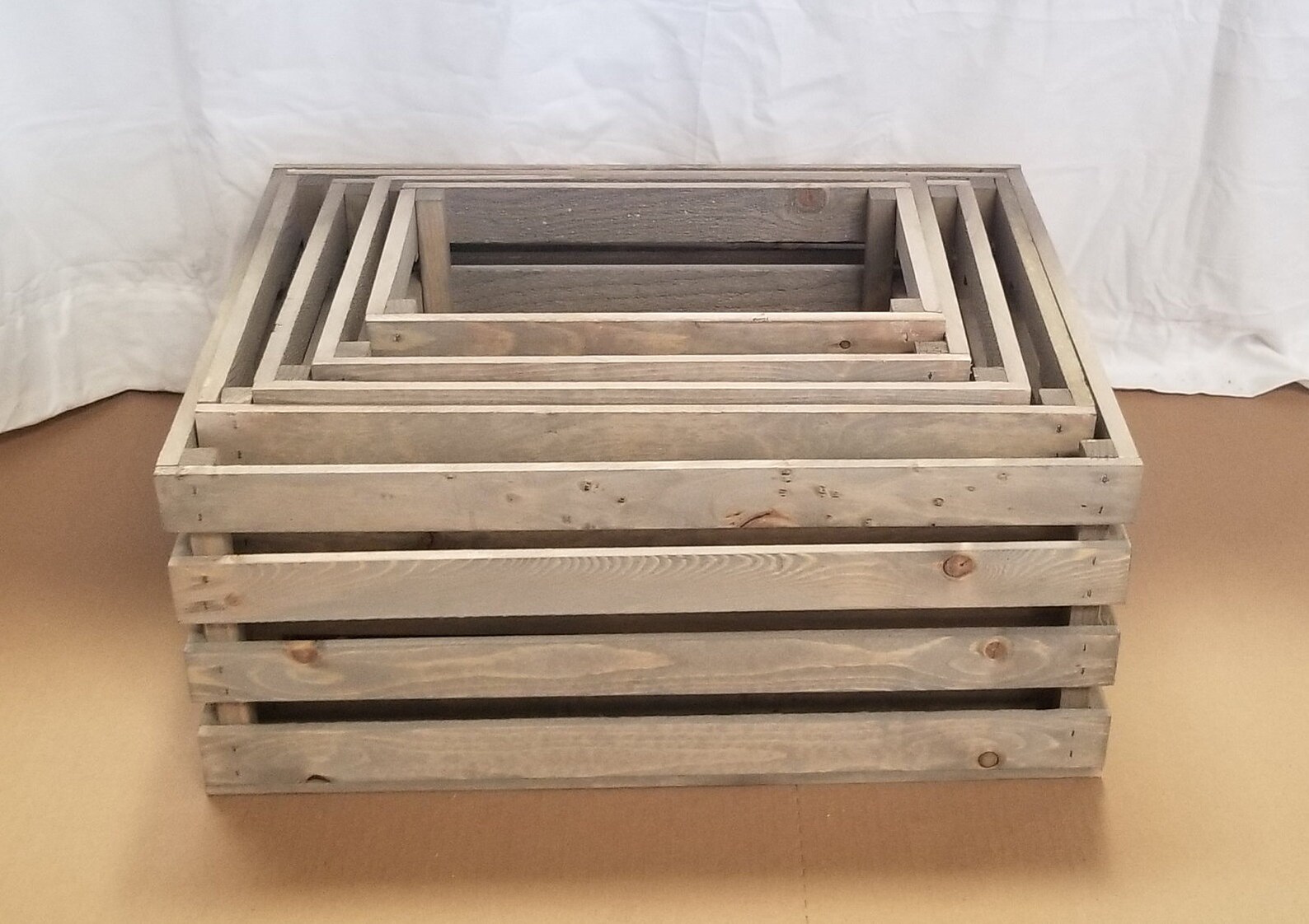 Nested Wood Crate 5 Piece, Rustic Stain or Natural/unfinished - Etsy