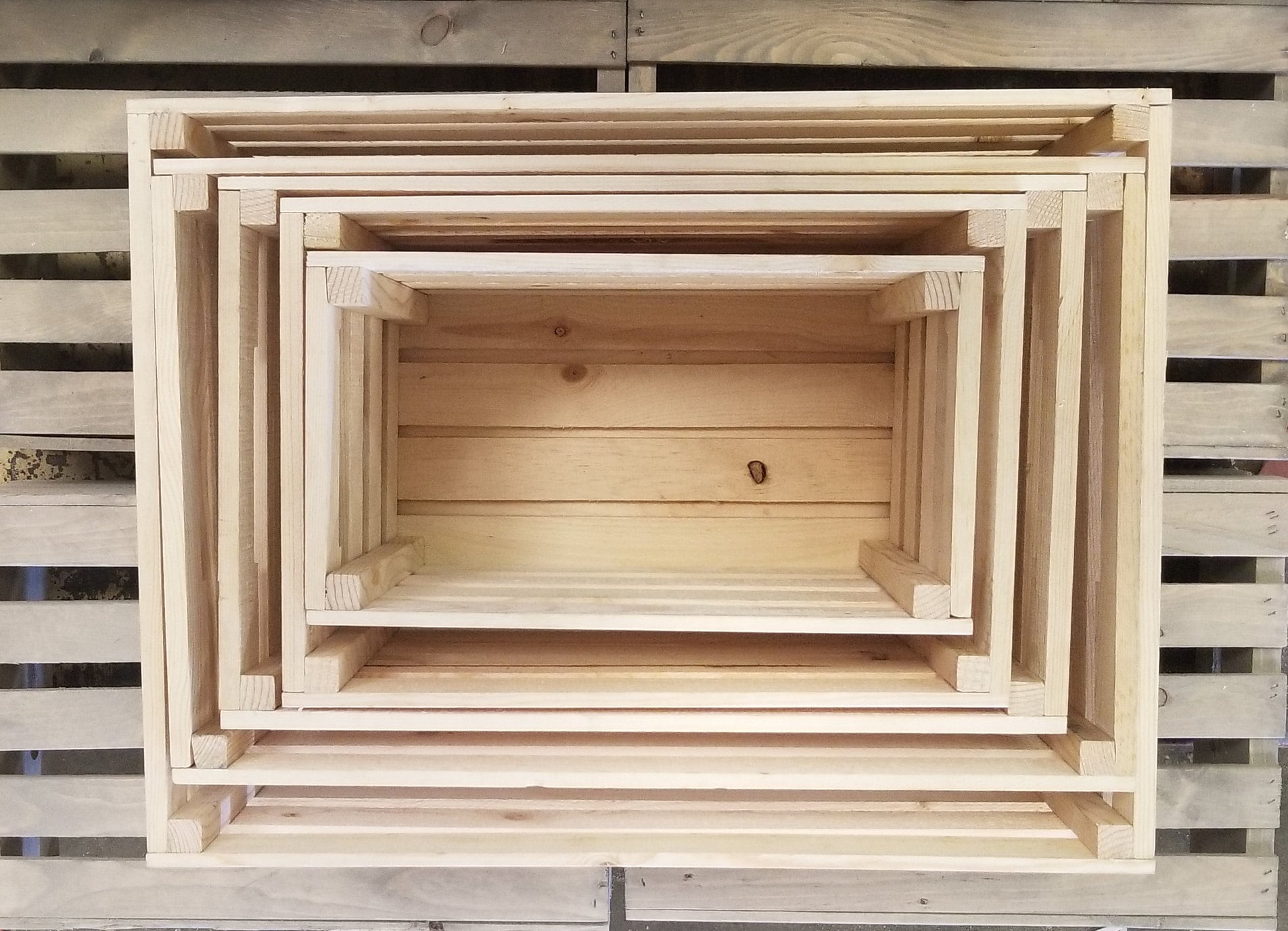 Nested Wood Crate 5 Piece, Rustic Stain or Natural/unfinished - Etsy