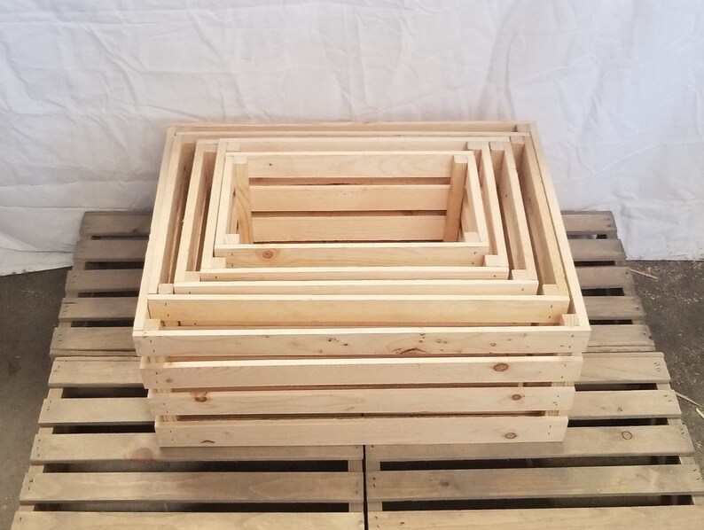 Nested Wood Crate 5 Piece, Rustic Stain or Natural/unfinished - Etsy