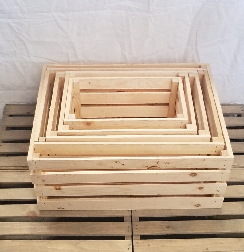 Nested Wood Crates 3 Piece, Medium, Large, X-large, Rustic Stain or ...