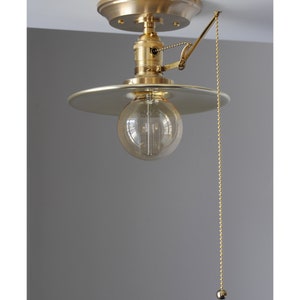 Unlacquered Brass Pull-chain Ceiling Fixture. Hardwired - Etsy