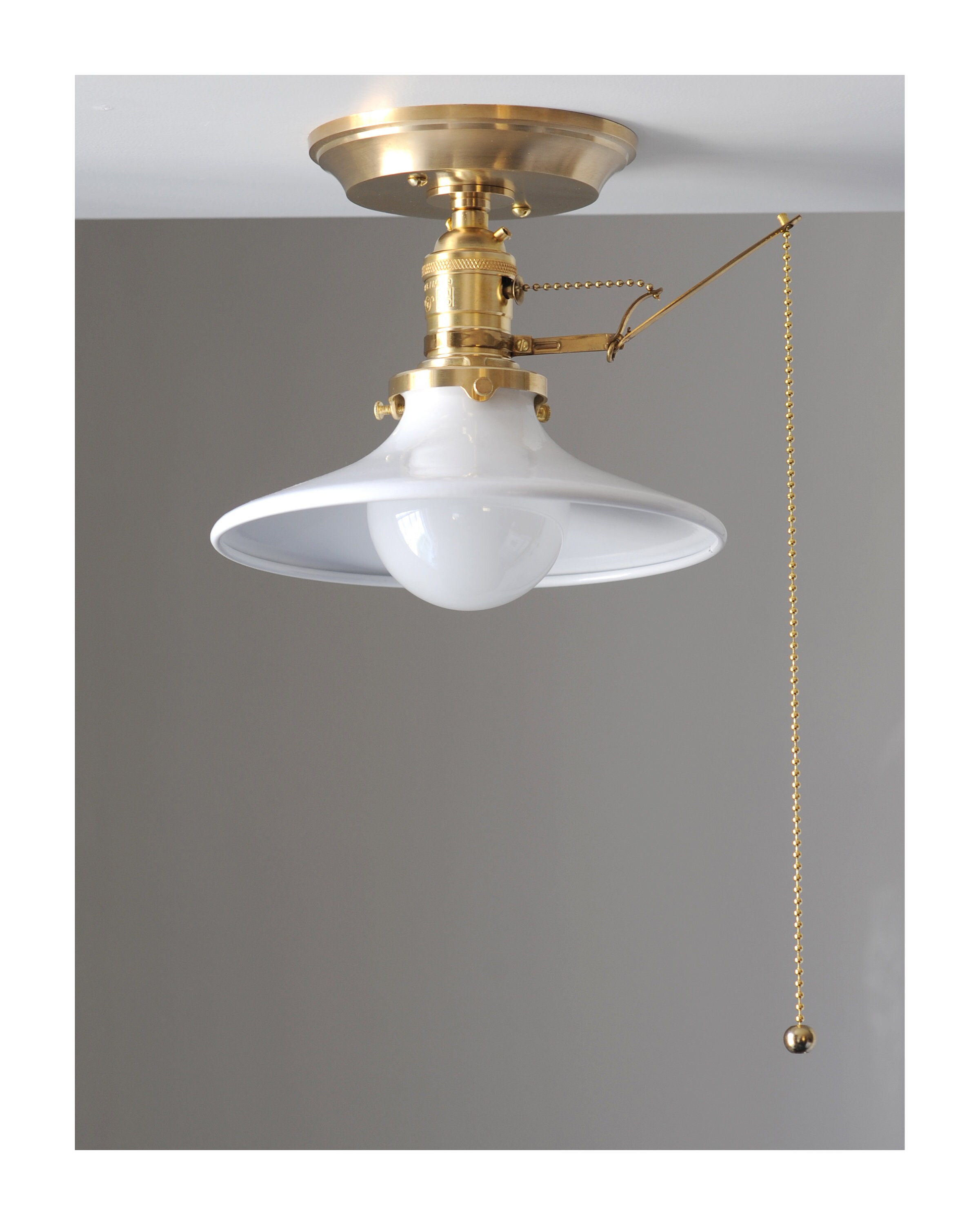 Unlacquered Brass Pull-chain Ceiling Fixture. Hardwired - Etsy