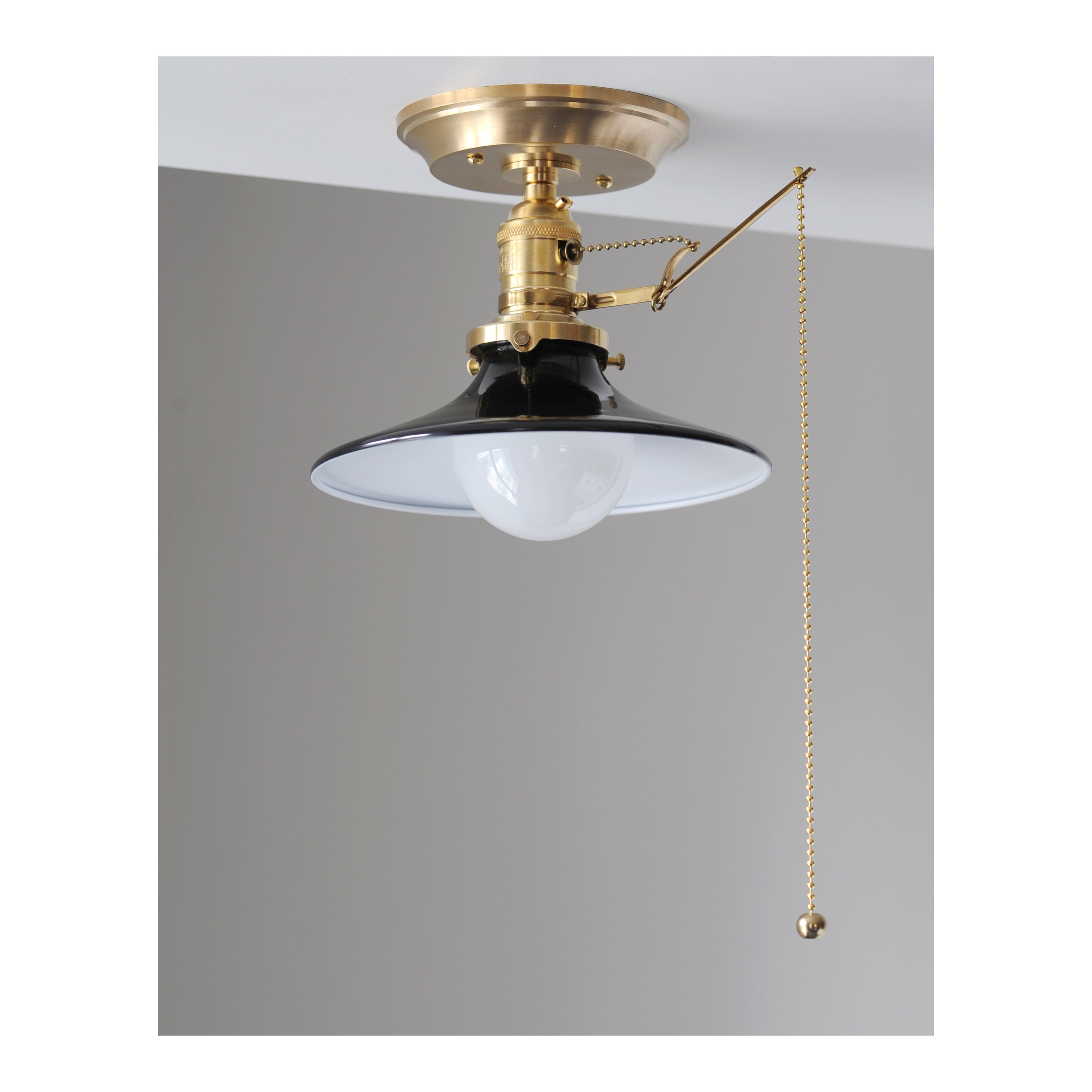 Unlacquered Brass Pull-chain Ceiling Fixture. Hardwired - Etsy