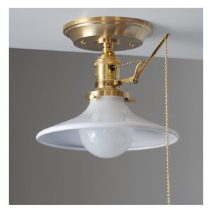 Unlacquered Brass Pull-chain Ceiling Fixture. Hardwired - Etsy