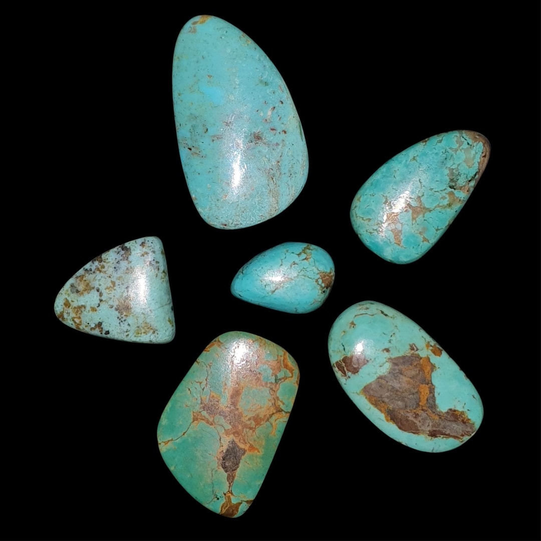 Vintage Tyrone Turquoise Freeform Doublet Cabs, Turquoise Mined in the ...