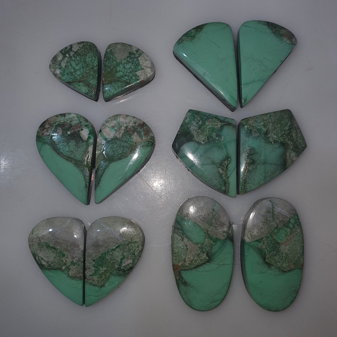 Natural Lucin Variscite Maching Pairs Cabochon Doublets, Mint Green ...