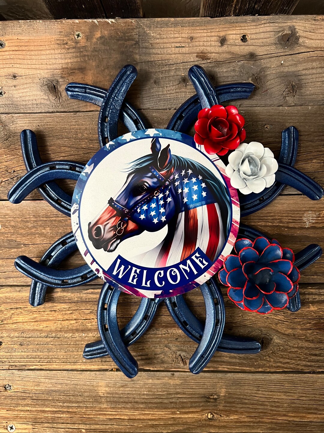 Horseshoe Welcome Wreath Barn Sign Housewarming Gift Gift for Horse ...