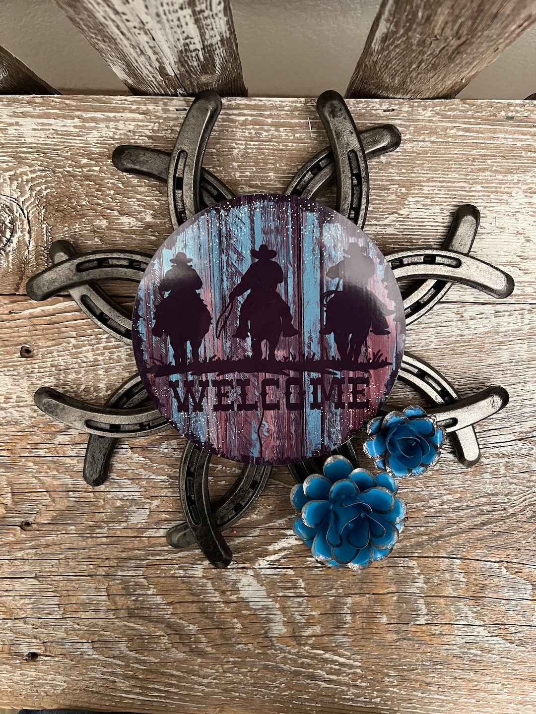 Horseshoe Wreath Welcome Sign Housewarming Gift Gift for Horse Lover ...
