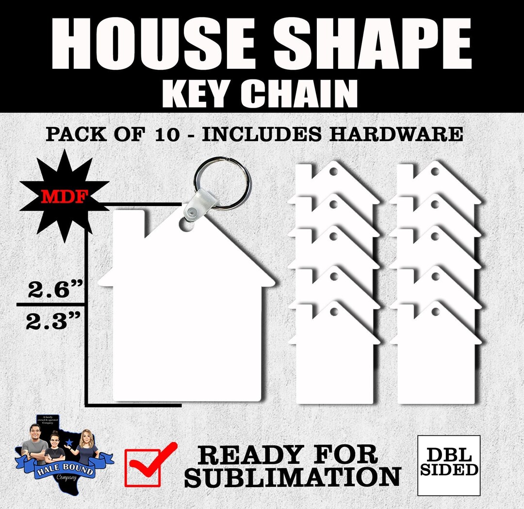 House Shape Keychain Sublimation Blanks, Set of 10 , Free Shipping ...