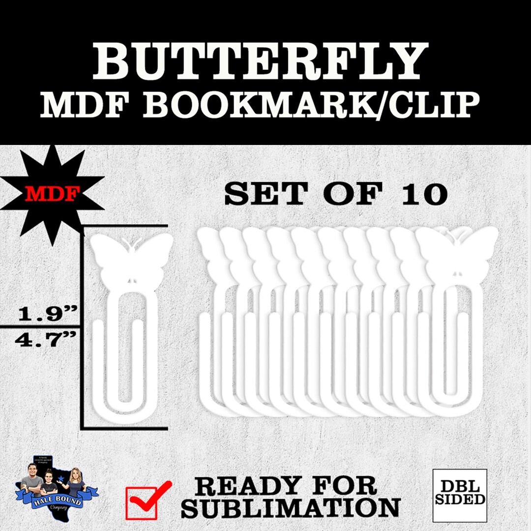 Butterfly MDF Bookmark Clip - Blank for Sublimation, Set of 10 , Free ...