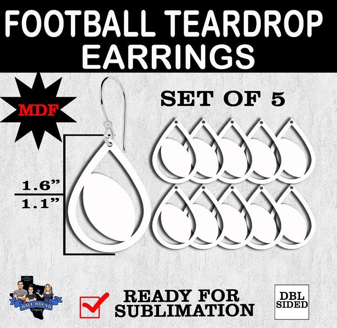 Football Teardrop MDF Earrings – BLANK 4 SUBLIMATION - 10 Pack - Etsy