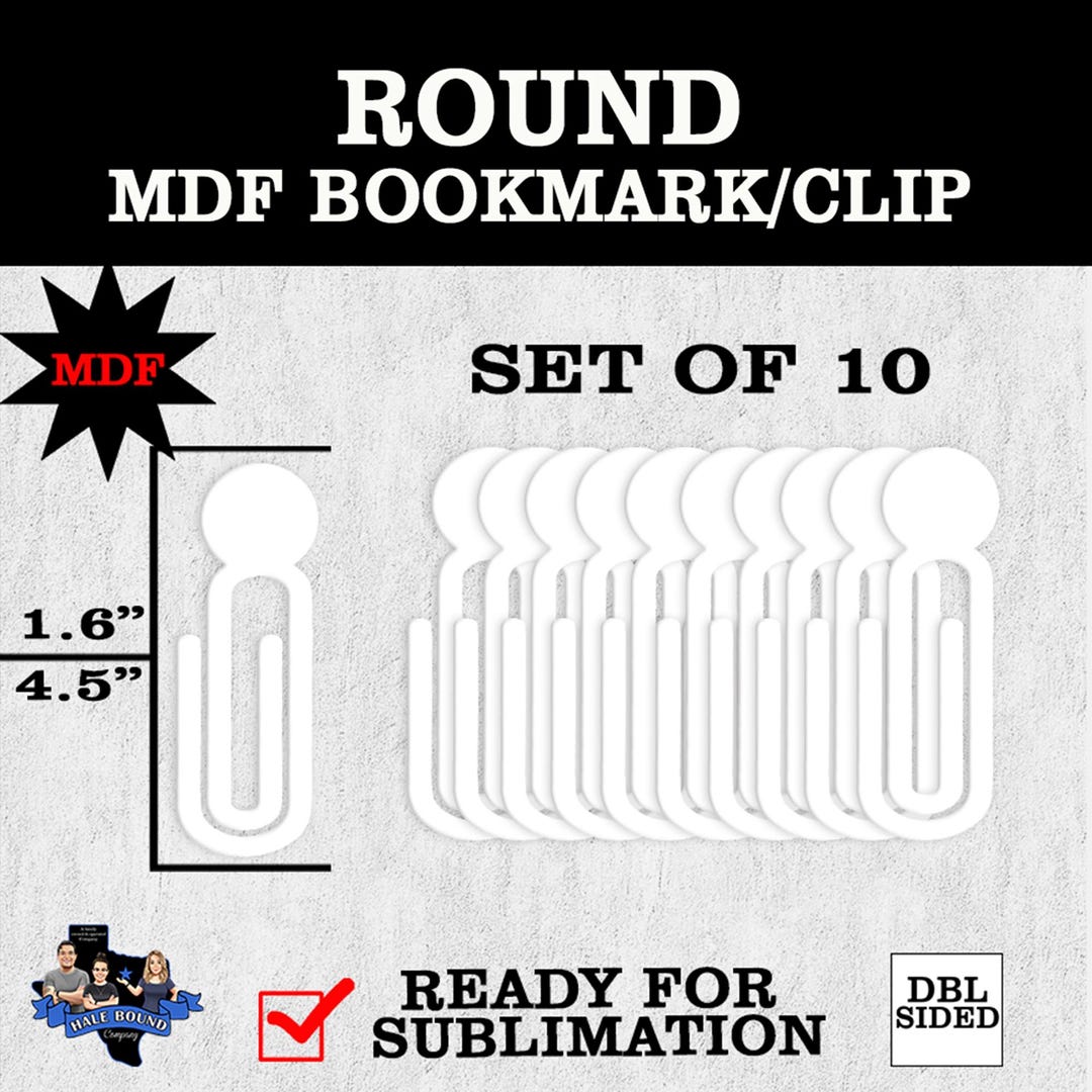 Round MDF Bookmark Clip - Blank for Sublimation, Set of 10 , Free ...
