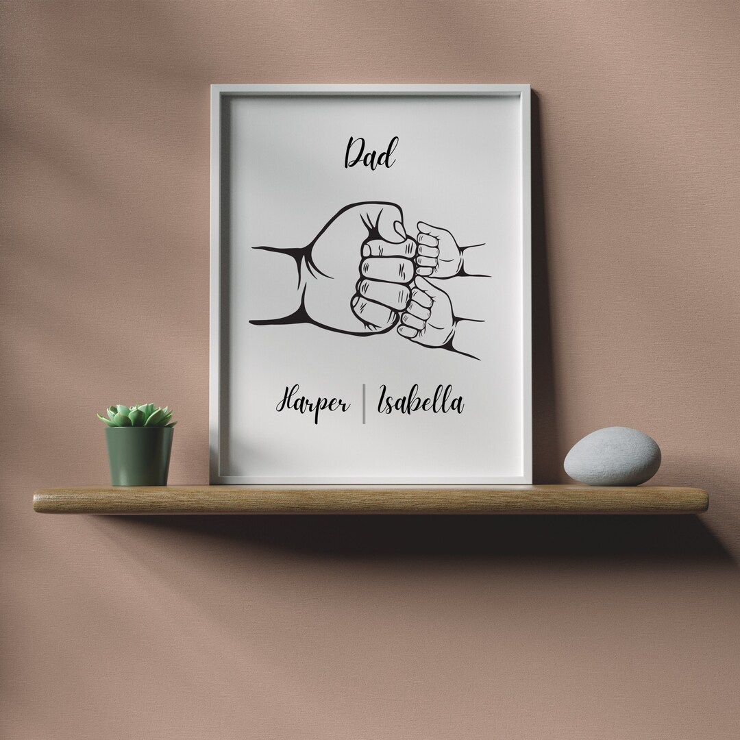 Digital Download, Custom Dad and Kids Fist Bump, Personalized Names ...