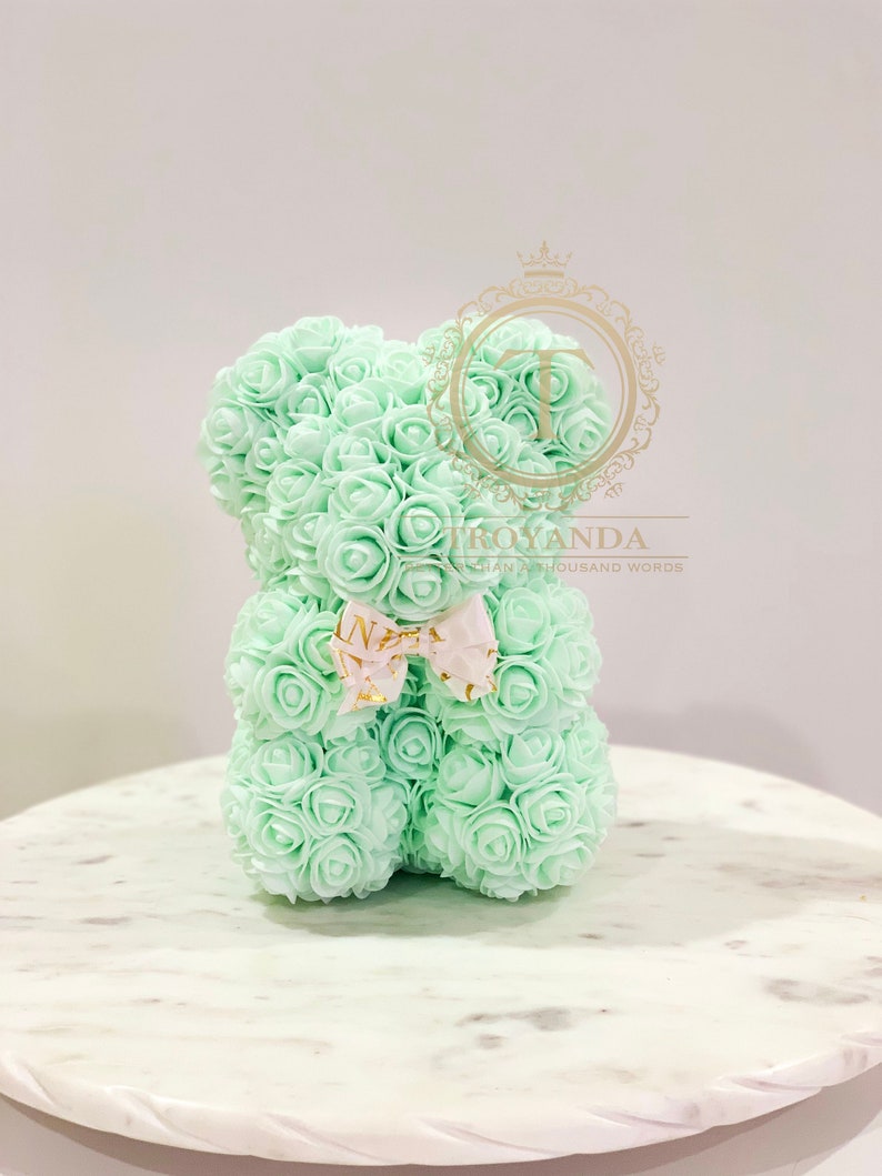10 Rose Bear, Hand Made With Gift Box and Lights, Artificial Flowers ...