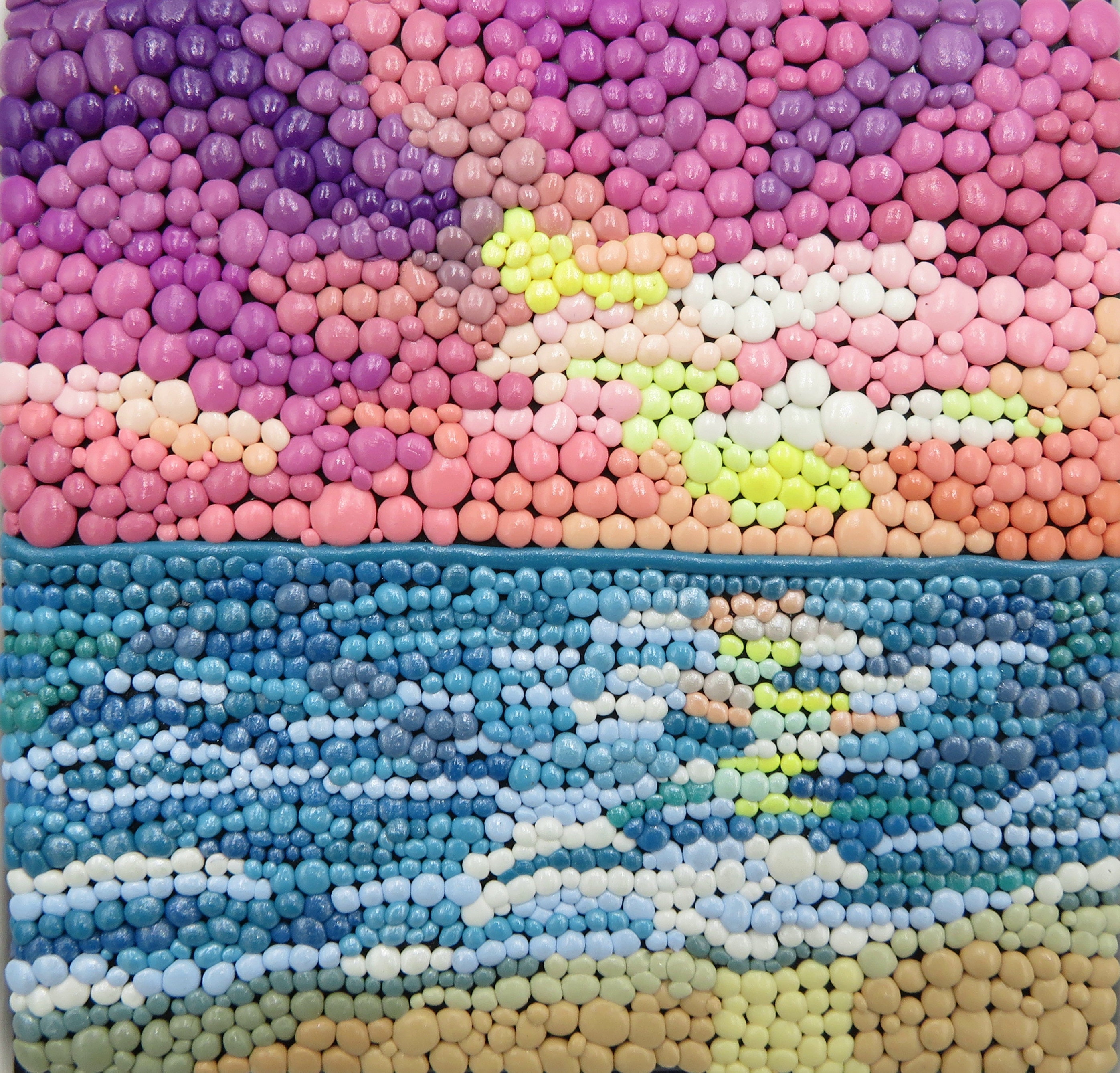 Beach Scene Polymer Clay Dot Art. This Small, Framed Art Depicts a ...