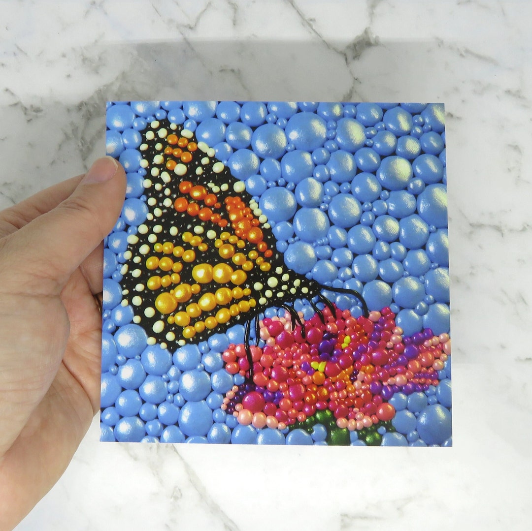 Small Square Art Print Card Monarch Butterfly Flower Art Print Art ...