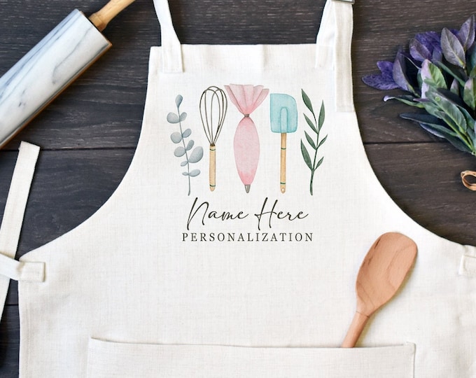 Fuchsia and Gold Women's Personalized Apron/ Hot-pink Apron Embroidery ...