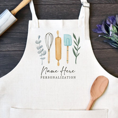 Personalized Linen Kitchen Apron Custom Cooking Apron With | Etsy