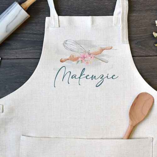 Personalized Linen Kitchen Apron Custom Cooking Apron With - Etsy