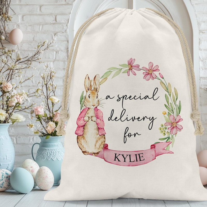 Easter Rabbit Linen Bag - Etsy