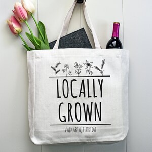 Locally Grown Tote, Custom City Farmers Market Bag, Personalized Gift ...
