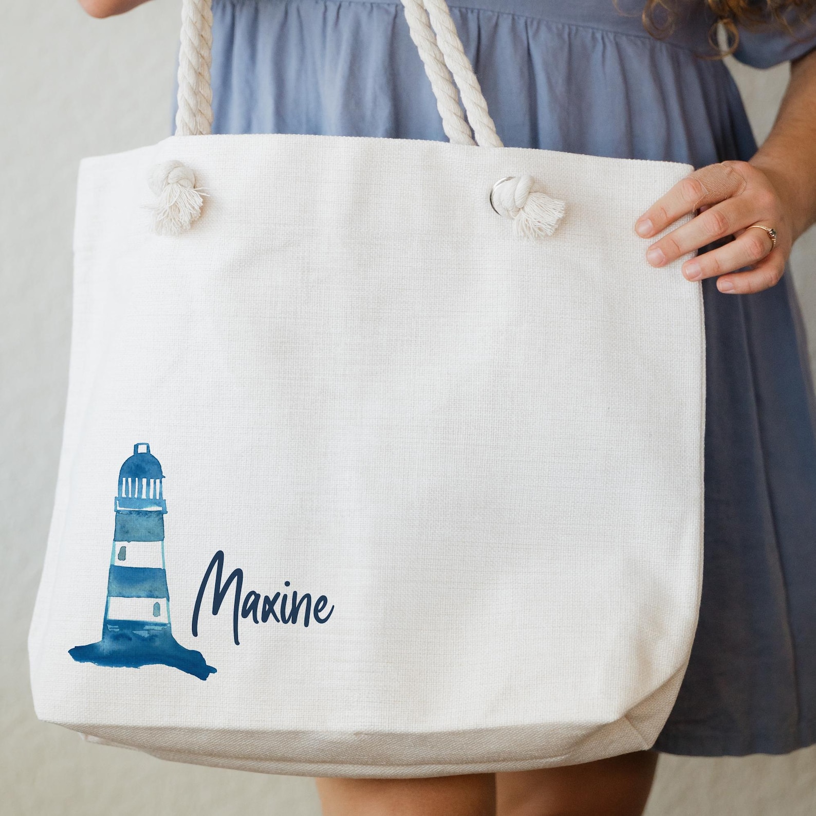Personalized Large Tote Bag With Rope Handle, Beach Trip, Oversized ...