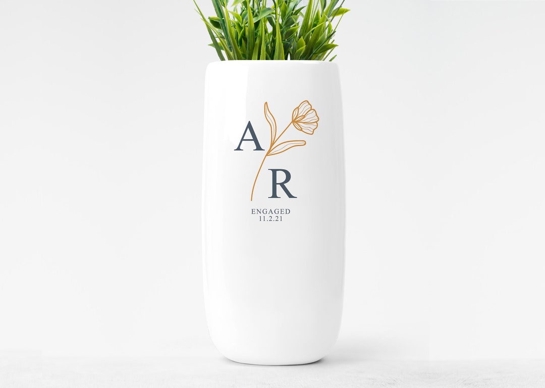 Personalized Ceramic Vase, Custom Wedding Anniversary Gift for Couple ...