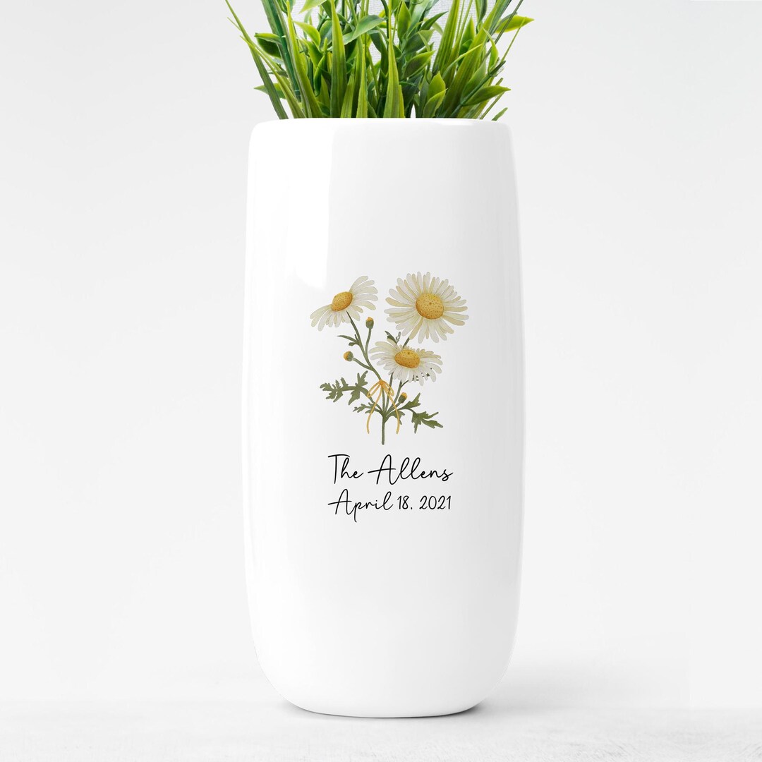 Personalized Ceramic Flower Vase, Custom Wedding Gift for Her ...