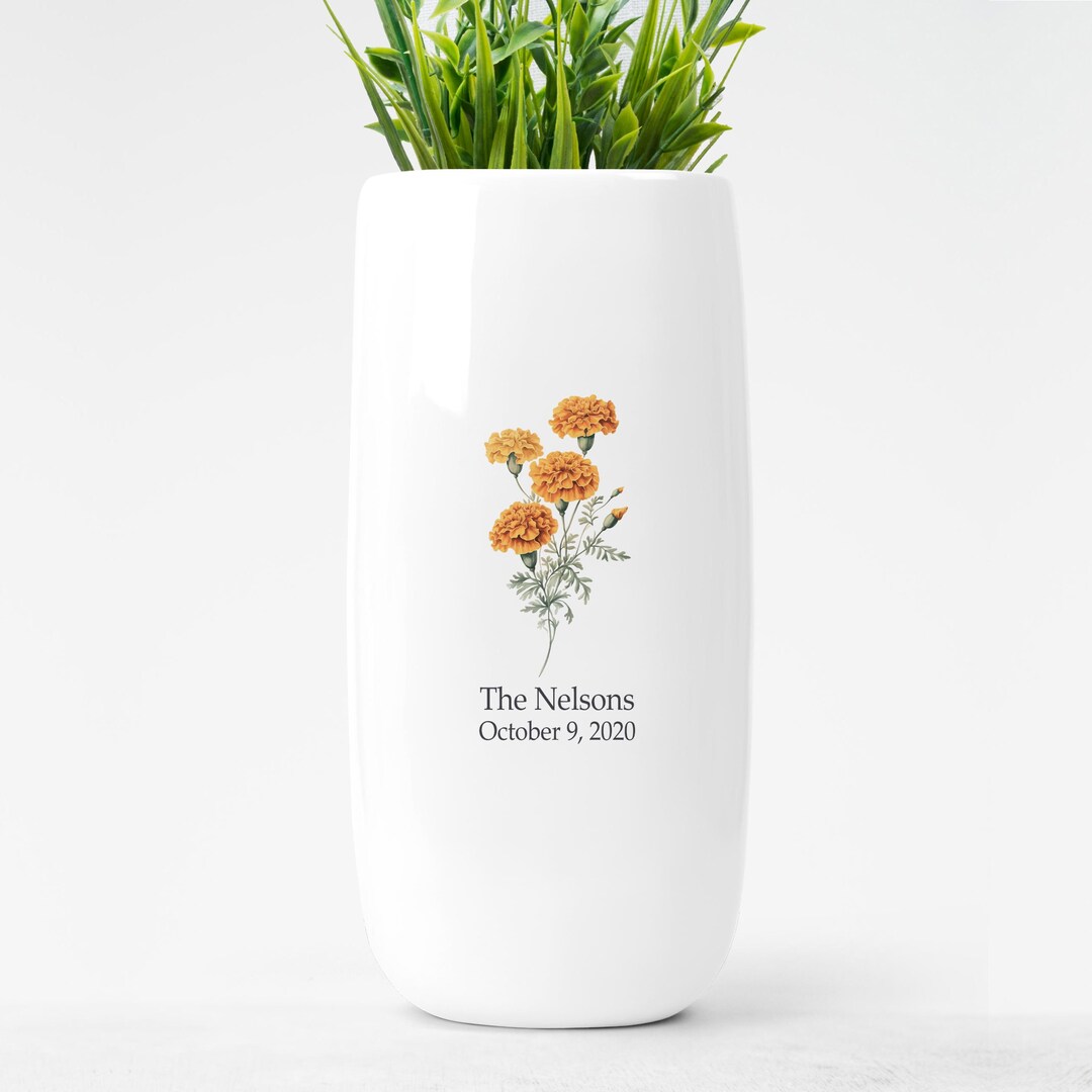 Personalized Ceramic Flower Vase, Custom Wedding Anniversary Gift for ...