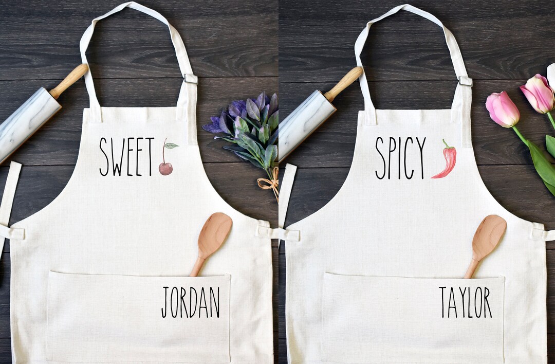 His and Hers Linen Kitchen Aprons, Funny Cooking Apron With Pocket Set ...
