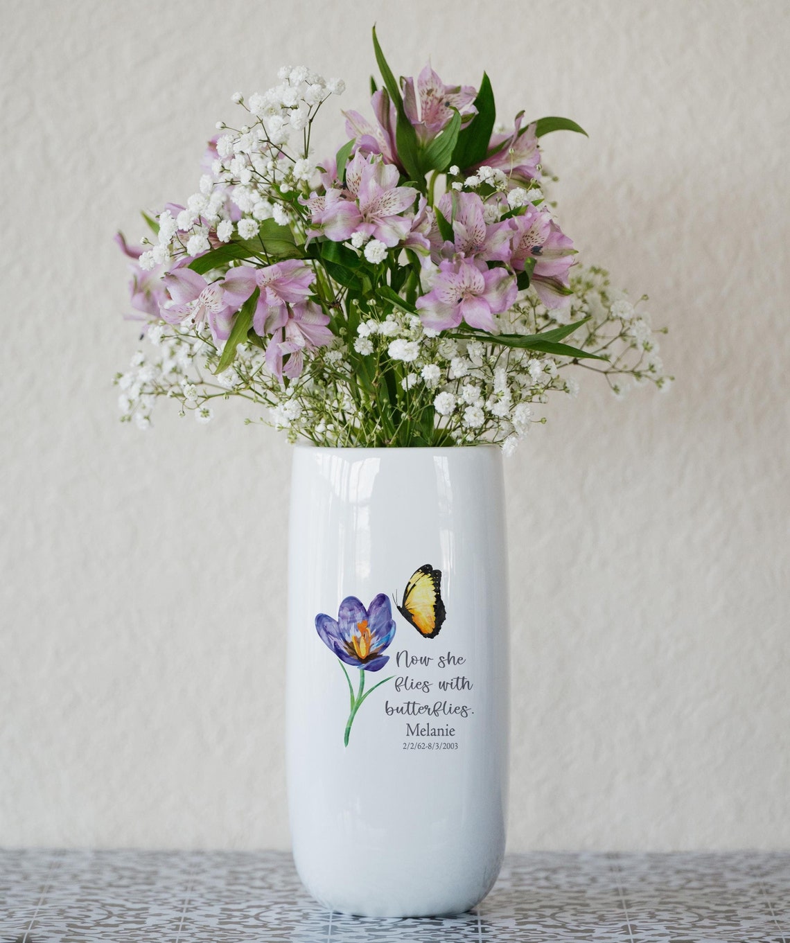 Personalized Ceramic Flower Vase, Custom Grieving Gift, in Memory Of ...