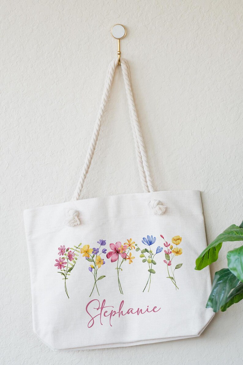 Personalized Large Tote Bag With Rope Handle, Beach Trip, Oversized ...
