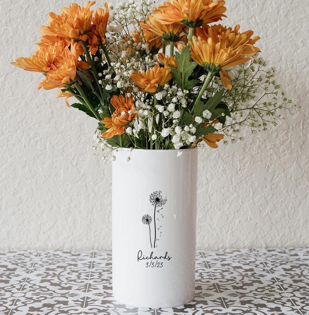 Personalized Ceramic Flower Vase, Custom Wedding Gift for Her ...