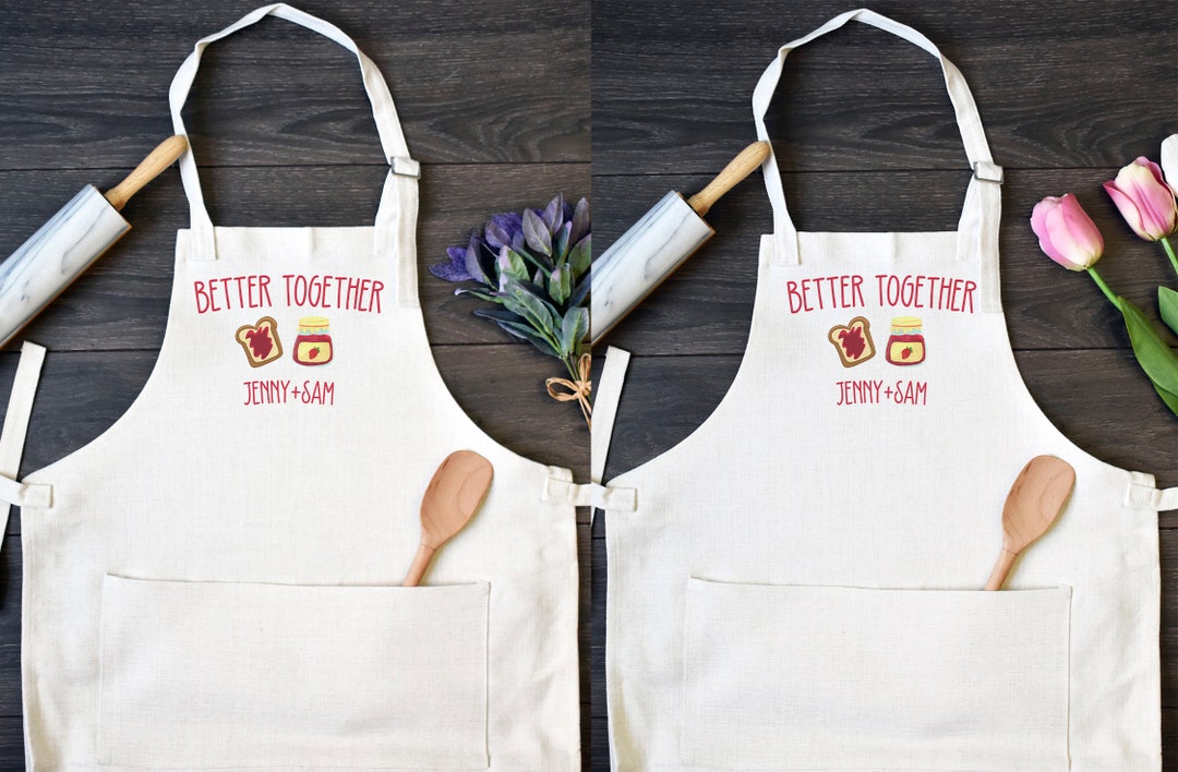 Personalized Linen Kitchen Aprons for Couple, Funny Custom Cooking ...