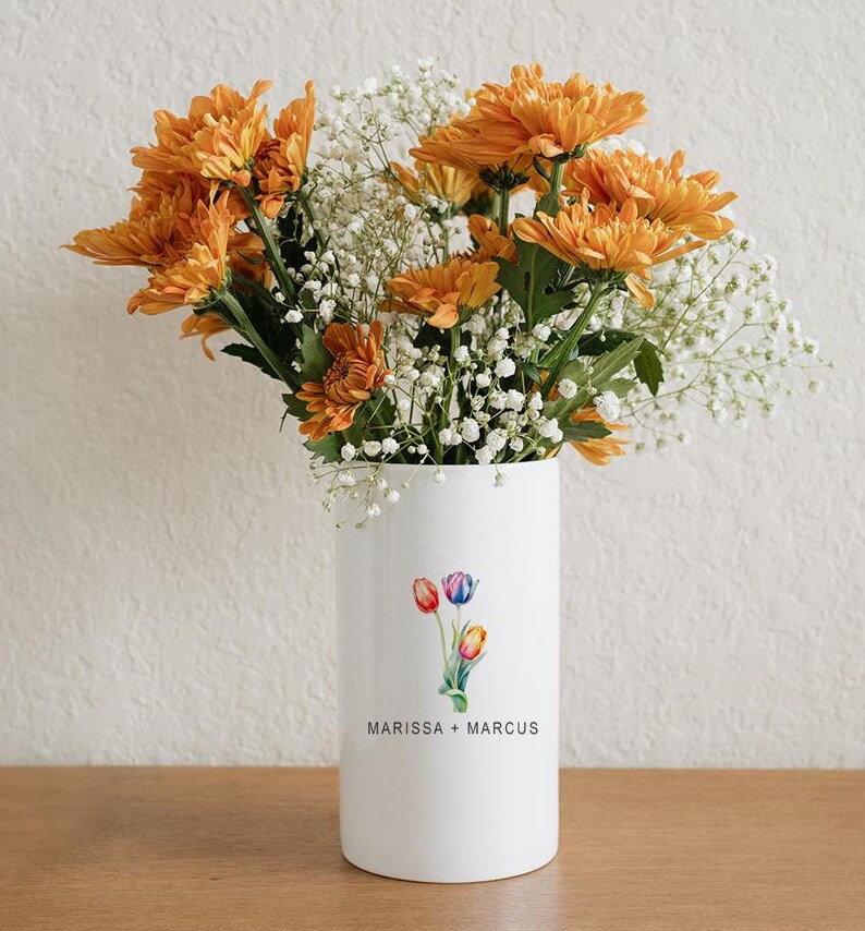 Personalized Ceramic Flower Vase, Custom Wedding Gift for Her ...