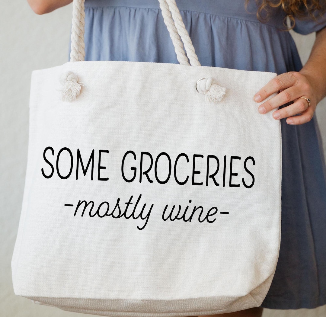 Grocery Tote, Linen Farmers Market Bag, Reusable Shopping Bag, Funny ...