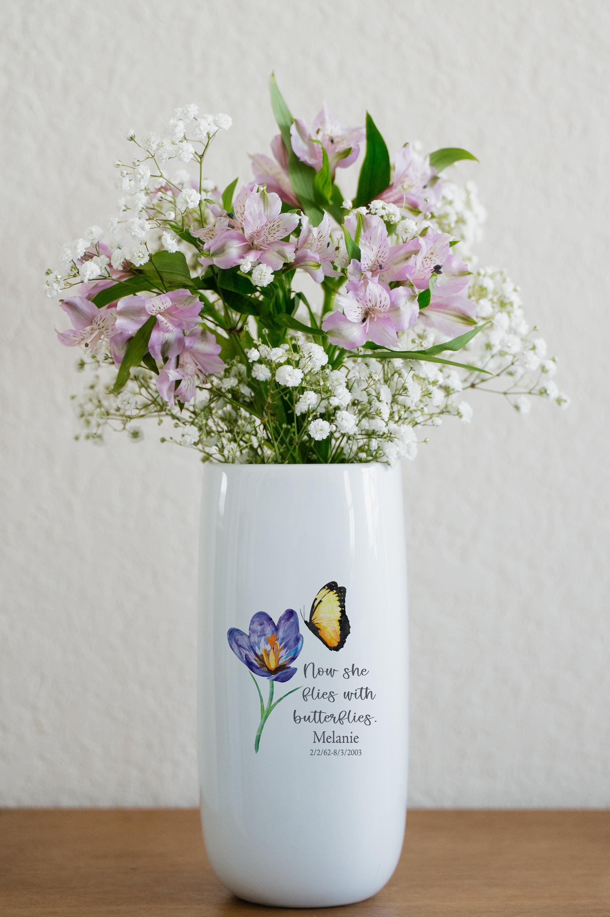Personalized Ceramic Flower Vase, Custom Grieving Gift, in Memory Of ...