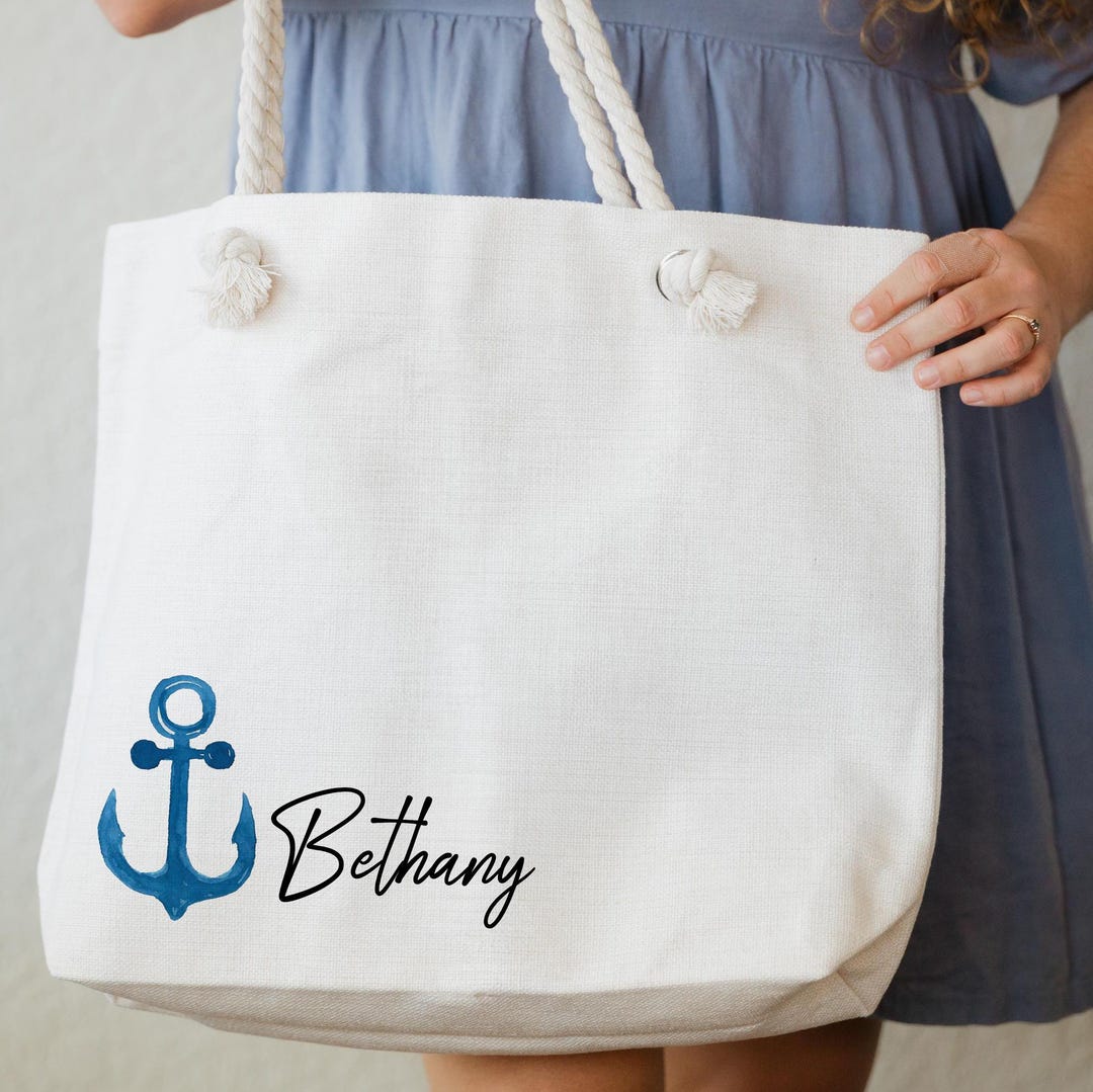 Personalized Large Tote Bag With Rope Handle, Beach Trip, Oversized ...