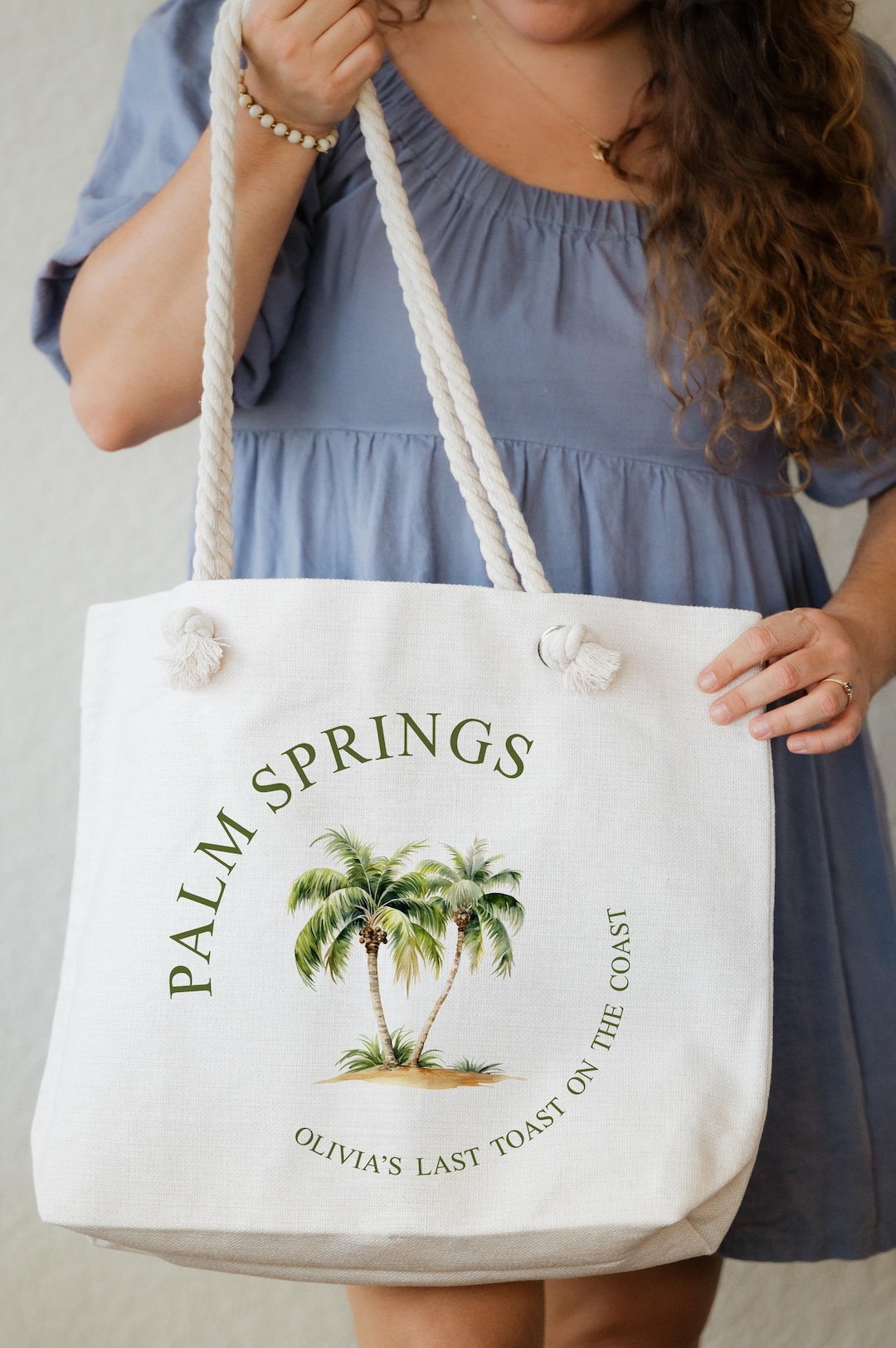 Personalized Large Tote Bag With Rope Handle, Beach Trip, Oversized ...