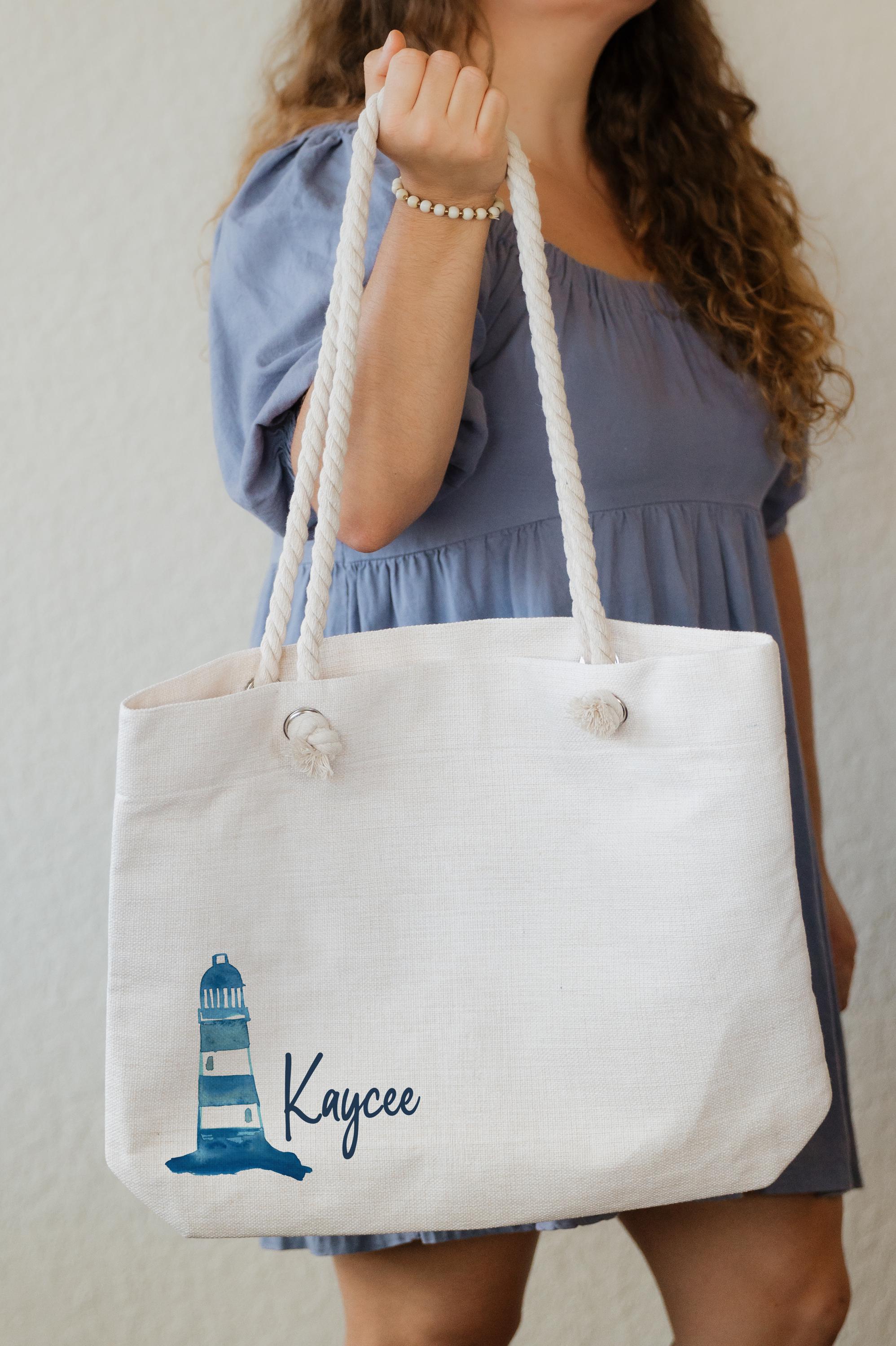 Personalized Large Tote Bag With Rope Handle, Beach Trip, Oversized ...